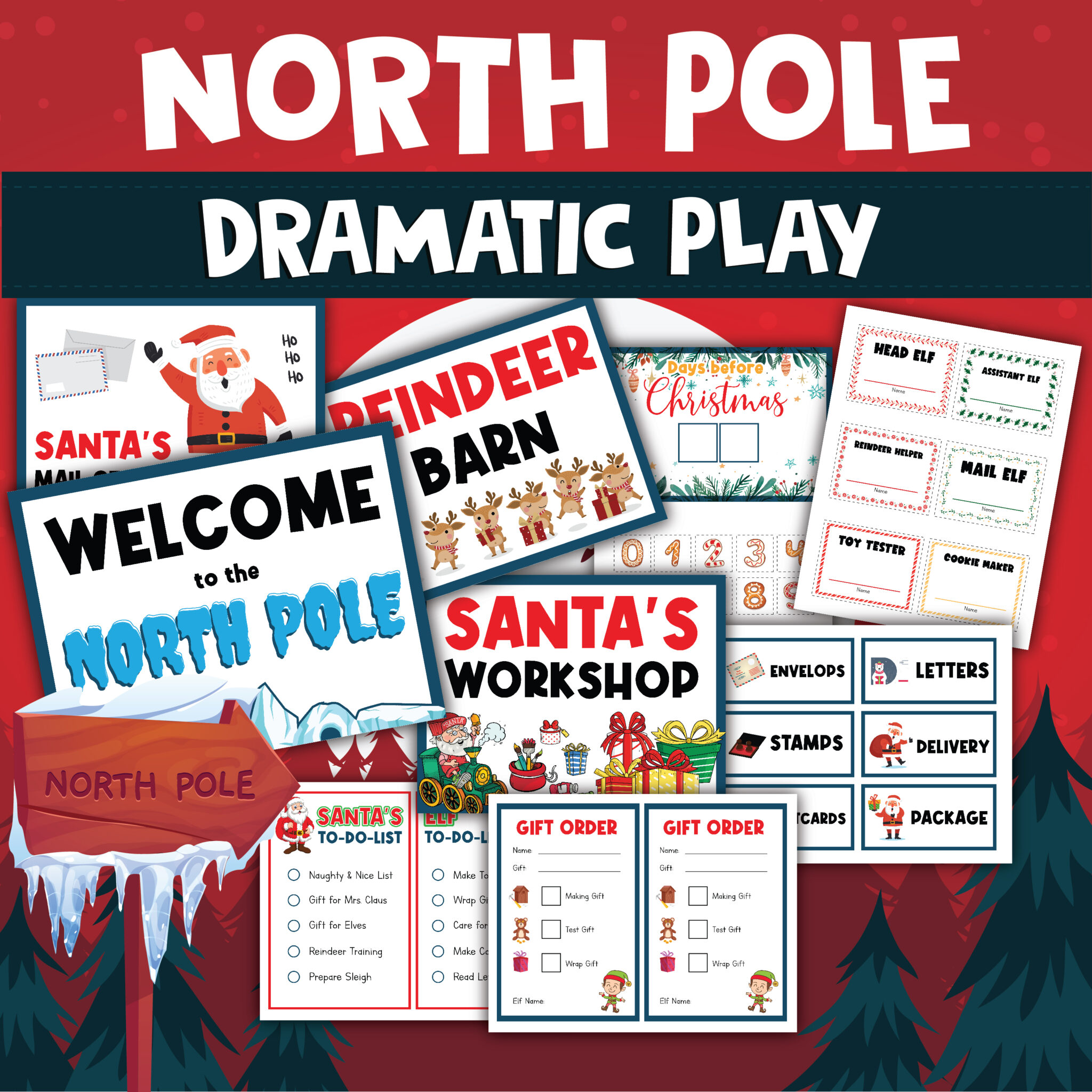 North Pole Santa's Workshop Dramatic Play Printables - OhMy-Creative Shop