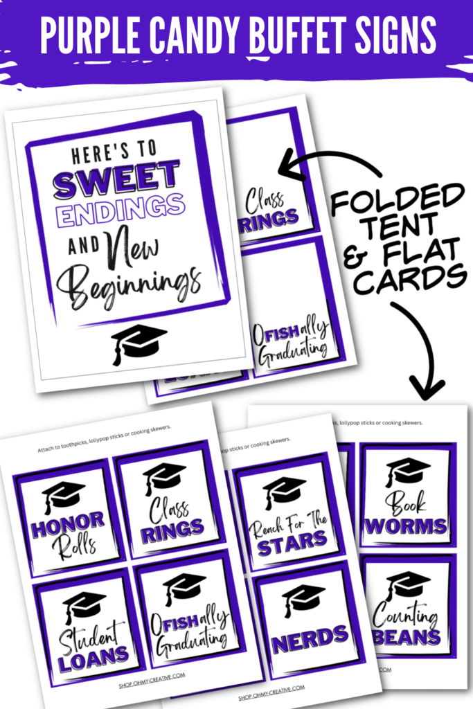 Purple Graduation Candy Buffet Signs - OhMy-Creative Shop