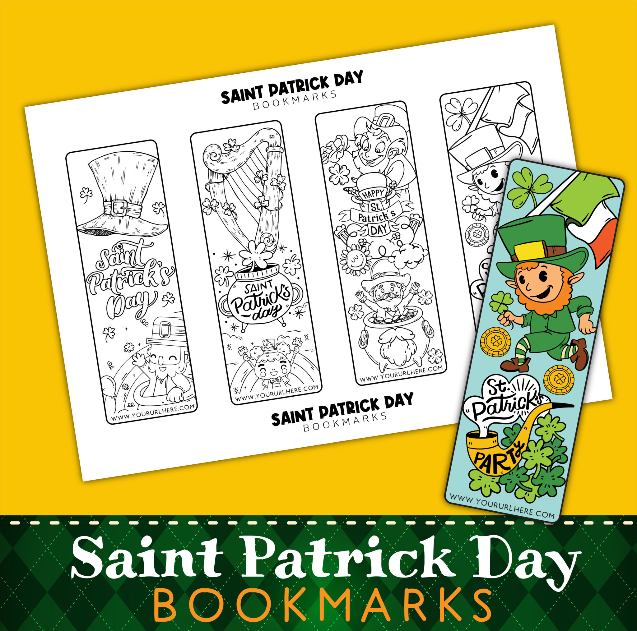 Saint Patrick's Day Coloring Bookmarks - OhMy-Creative Shop